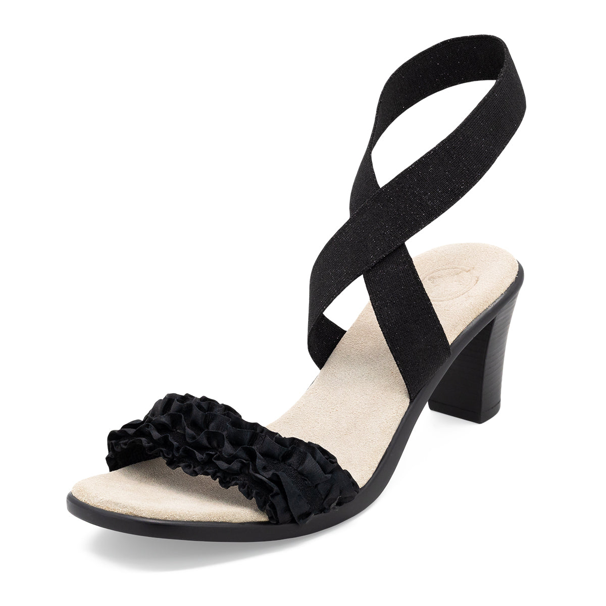 Women's Ruffle Heels with Elastic Ankle Straps